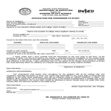 Permit to study | DOCX