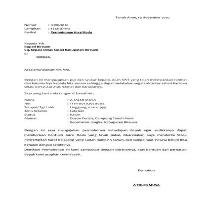 Permohonan kursi roda | DOCX