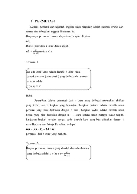Kombinasi, Permutasi dan Peluang ppt | PPTX