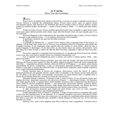 Pero Vaz De Caminha A Carta | PDF