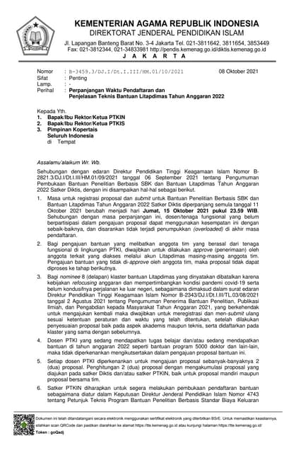 Surat pengumuman perpanjangan pembukaan proposal | PDF Surat pengumuman perpanjangan pembukaan proposal | PDF