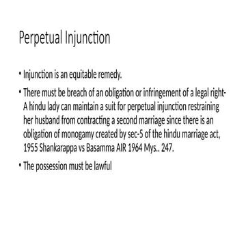 perpetual injunction under Specific relief act | PPT