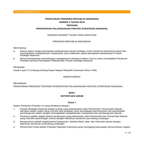 Perpres Nomor 3 Tahun 2016 Pdf