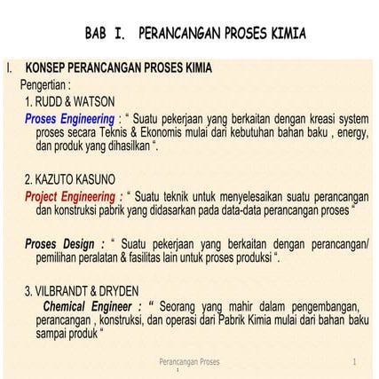 perancangan proses kimia | PPT
