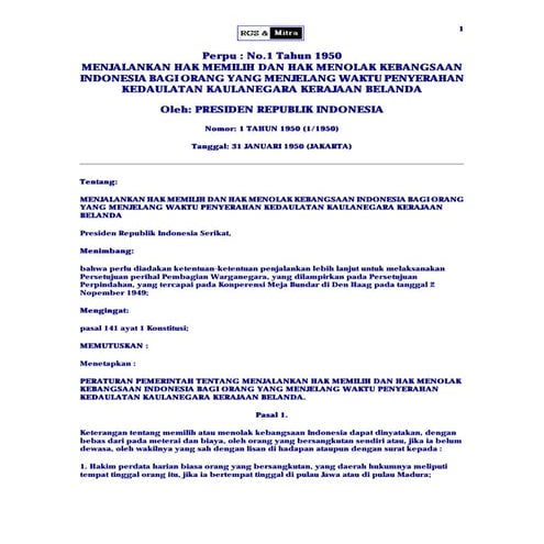 Perpu 01 1950 | PDF