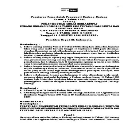 Perpu 01 1992 | PDF