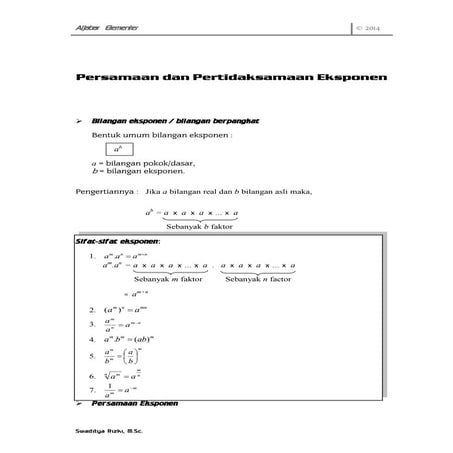 Persamaan dan pertidaksamaan eksponen | PDF