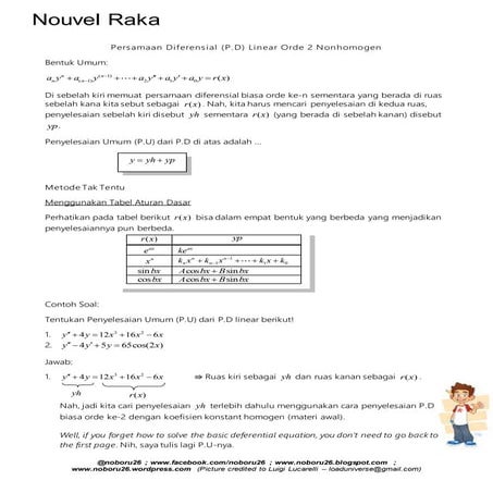 Persamaan Diferensial Biasa (PDB) Orde 2 | PDF