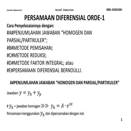 Persamaan Diferensial Biasa (PDB) Orde 2 | PDF