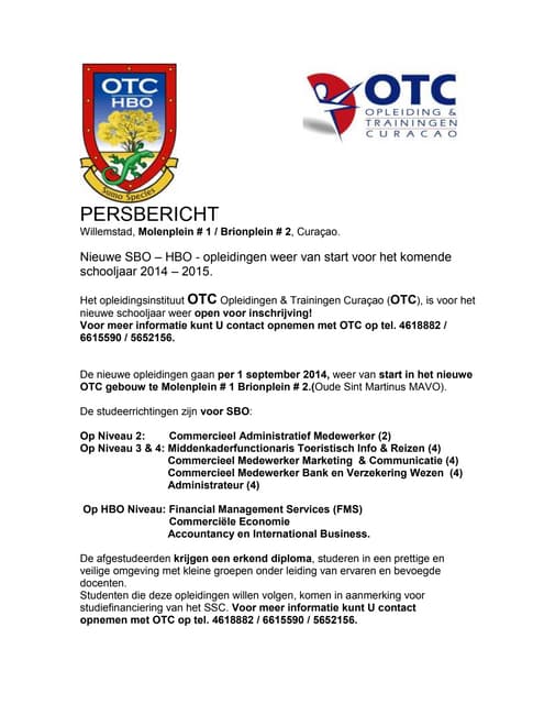 OTC Pers bericht 2015 | PDF