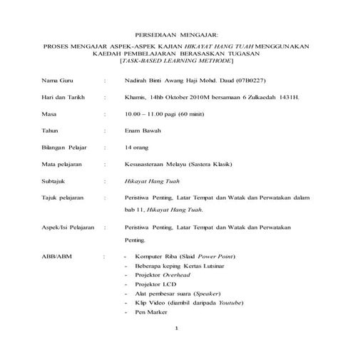 Persediaan mengajar 1 hht, bab 11. | DOCX