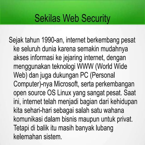 web security informasi informasi mengenai internet security | PPT