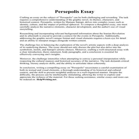 Persepolis Essay. Persepolis Essay Exam Questions amp; OPTIC Image ...