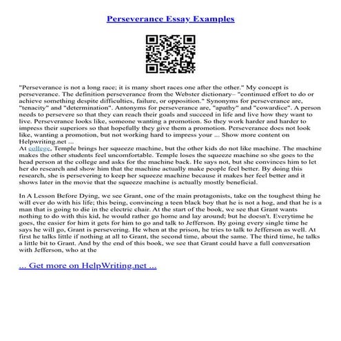 Perseverance Essay Examples | PDF