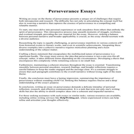 Perseverance Essays. San Francisco Art Institute | PDF | Homework and ...