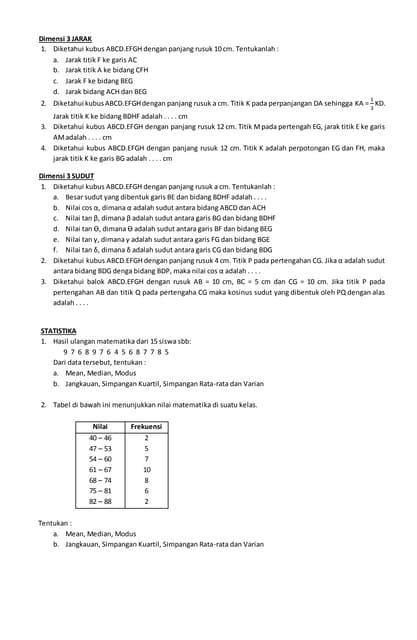 Soal ulangan matematika kls xii peluang | PDF