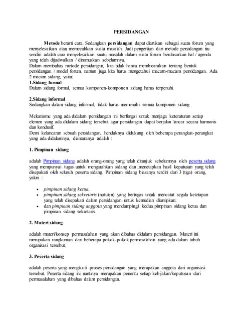 Tata Cara Persidangan di Organisasi : Petunjuk Teknis Pelaksanaan ...