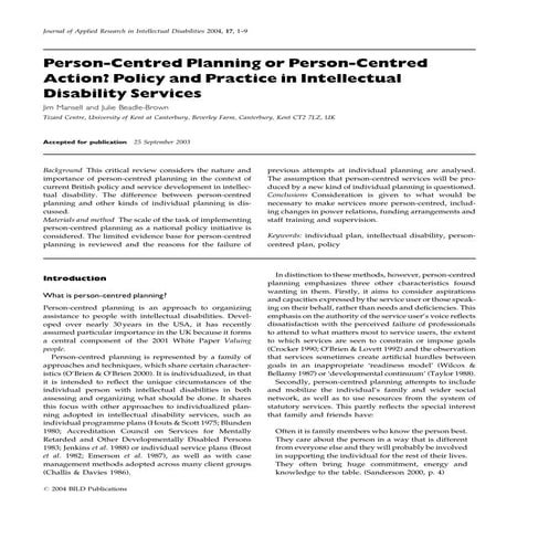 !Person centred planning or person-centred action policy and practice ...