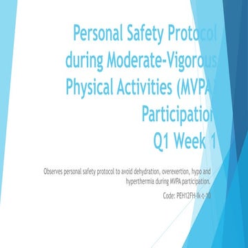 Personal Safety Protocol During Moderate Vigorous Physical Activities 1