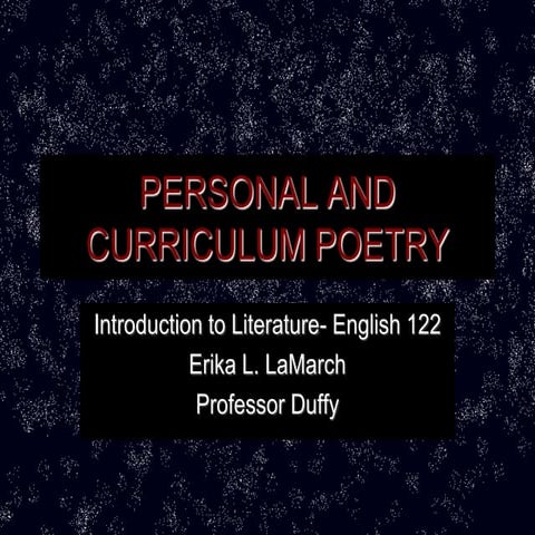 Personal and curriculum poetry | PPT | Poetry | Books and Literature