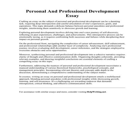 Personal And Professional Development Essay | PDF