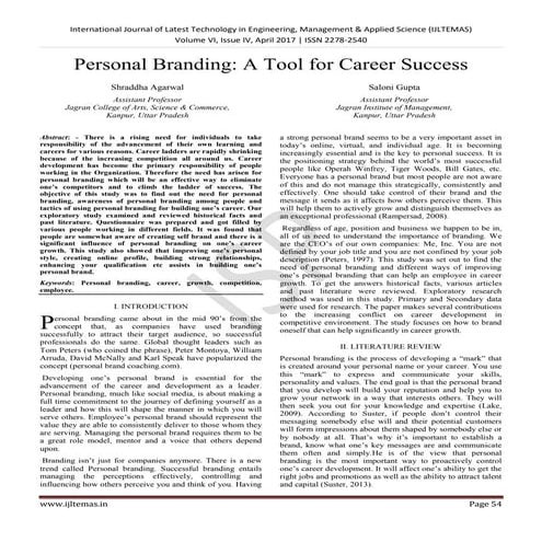 Personal branding a tool for career success | PDF