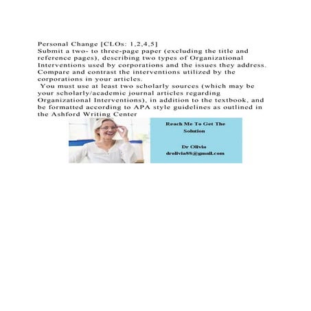 Personal Change [CLOs 1,2,4,5]Submit a two- to three-page paper.docx