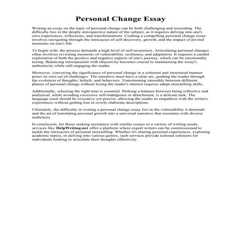 Personal Change Essay | PDF
