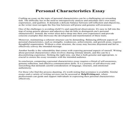 Personal Characteristics Essay. American Medical Academy | PDF