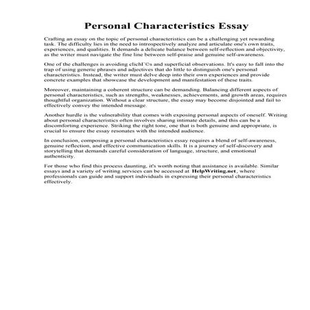 Personal Characteristics Essay. Qualities of a Successful Person Essay ...
