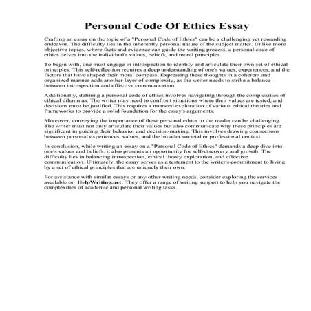 Personal Code Of Ethics Essay | PDF
