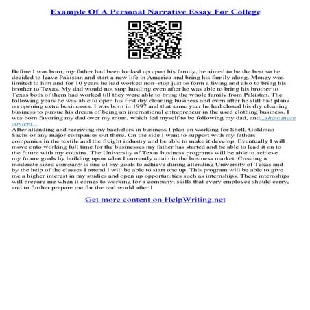 Personal College Essay Sample | PDF
