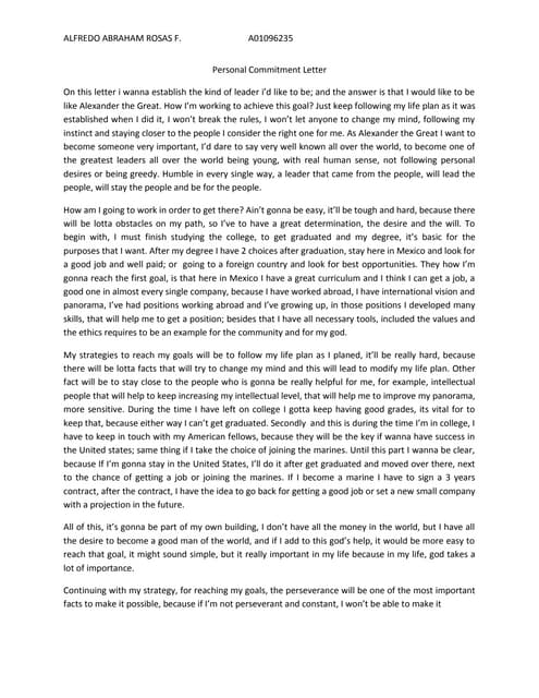 Personal Commitment Letter | PPT