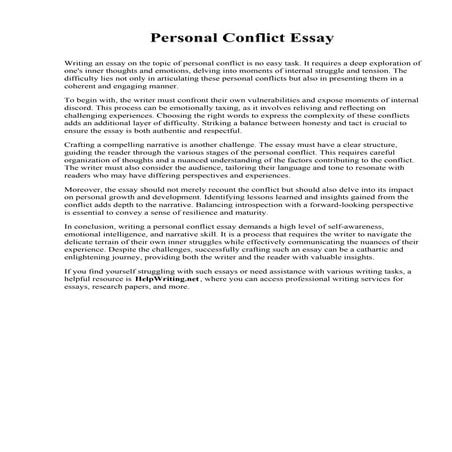 Personal Conflict Essay. Midwestern State University | PDF