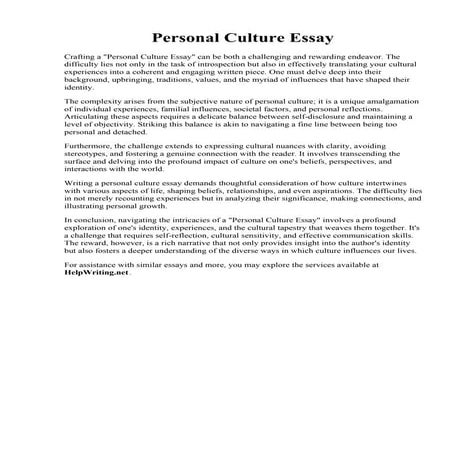Personal Culture Essay. New Culture Essay Examples Pics - Essay | PDF