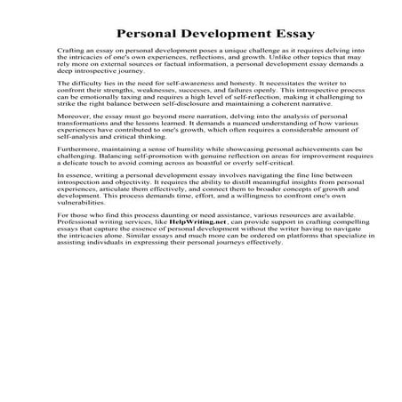 Personal Development Essay | PDF