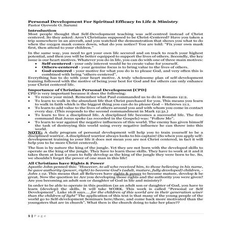 Personal development for spiritual efficacy in life and ministry | PDF