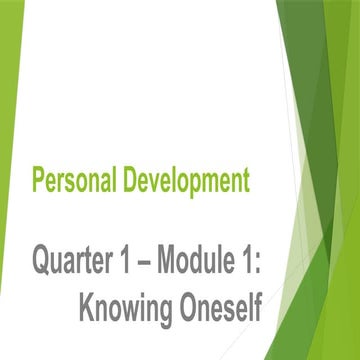 Personal Development_Lesson 1: Knowing Oneself | PPTX