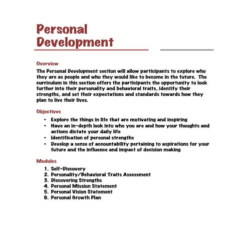 Personal Development Summary | PDF