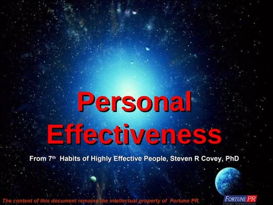 Personal effectiveness presentation | PPTX | Resume Writing and Advice | Job Search