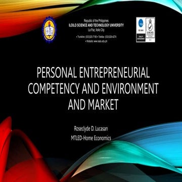 Personal Entrepreneurial Competency and Environment and market.pptx