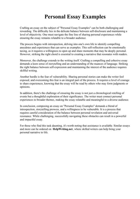 Informal Essays Examples | PDF