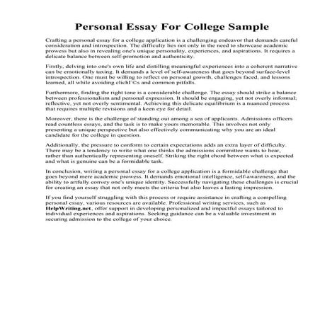 Personal Essay For College Sample | PDF