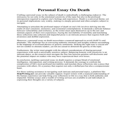 Personal Essay On Death | PDF