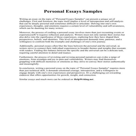Personal Essays Samples. SUNY Old Westbury | PDF | Education