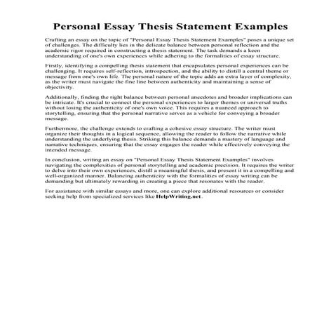 Personal Essay Thesis Statement Examples | PDF