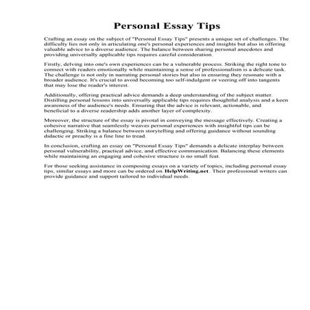 Personal Essay Tips | PDF