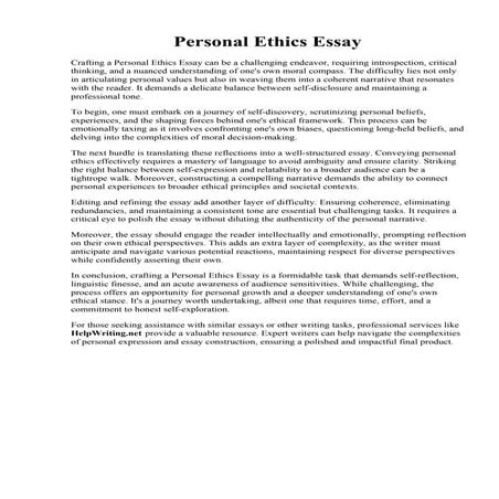 Personal Ethics Essay | PDF