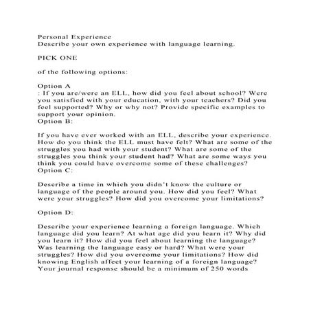 Personal ExperienceDescribe your own experience with language lear.docx