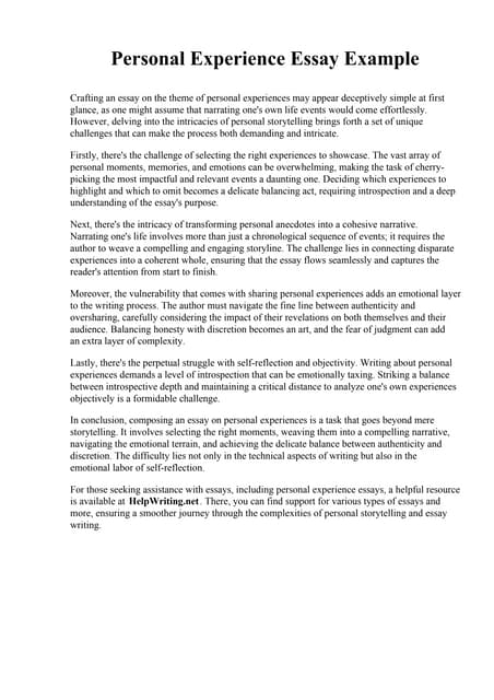Essay About Personal Experience. Blackhawk Technical College | PDF ...